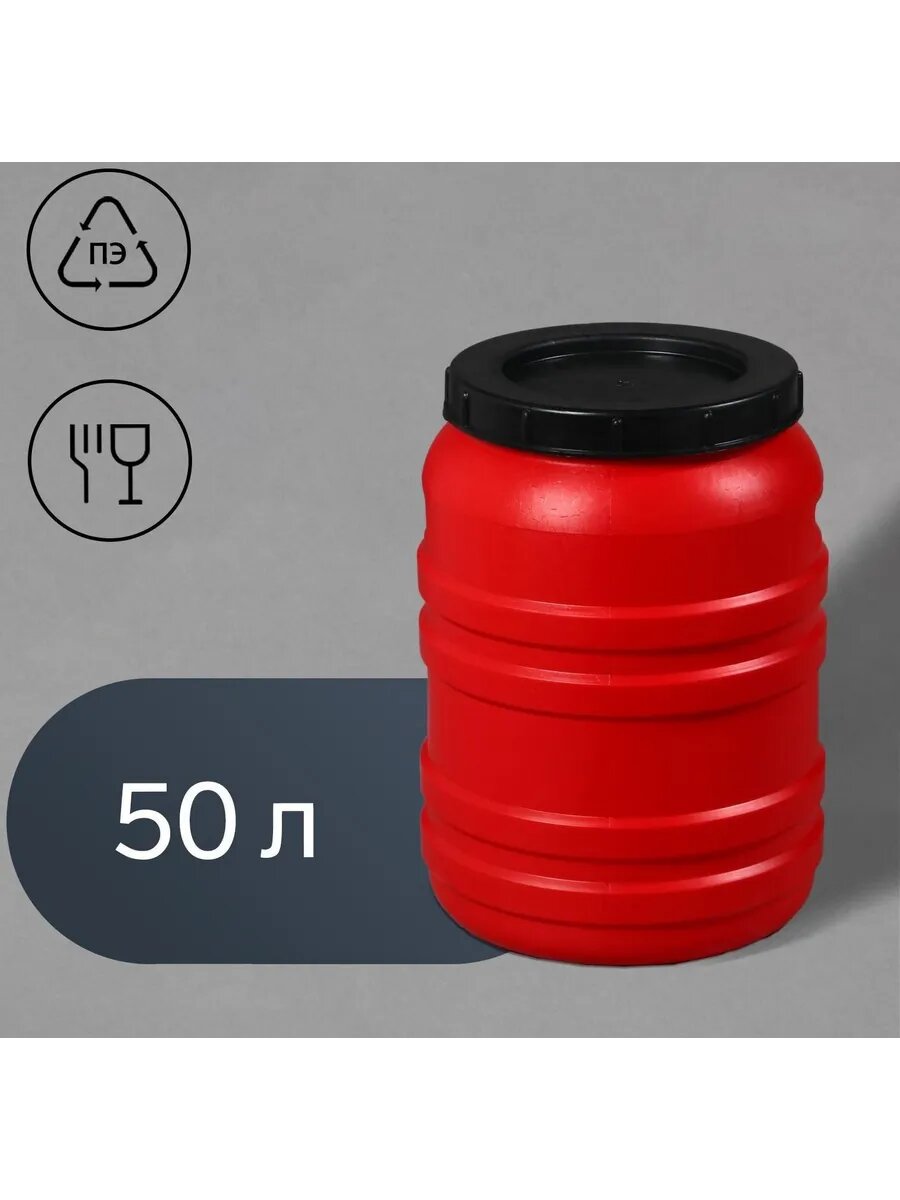 Бочка пищевая, 50 л, горловина 27 см, с крышкой