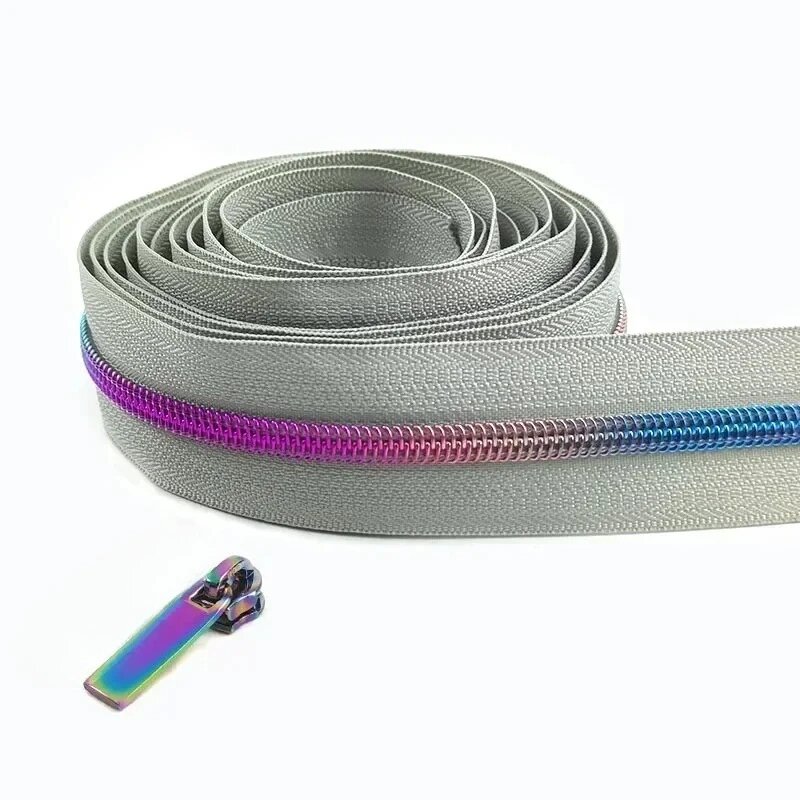 Молния нейлоновая 5# с радужным Puller, 2MZips2PcSliders
