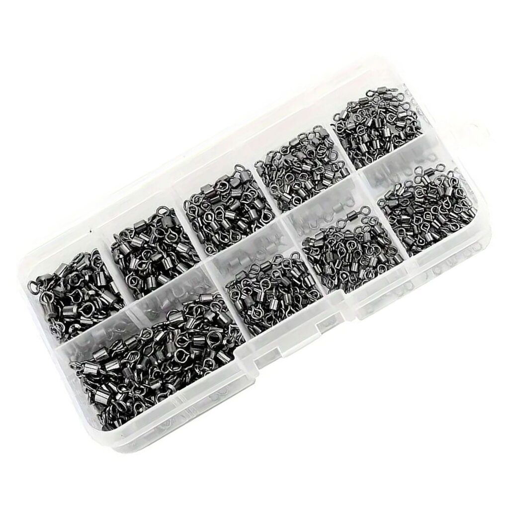 Рыболовные Вертлюги из Нержавеющей Стали 210 шт 5 Размеров Универсальный Вращающийся Крючок для Ловли Рыбы в Морской и Пресноводной Воде