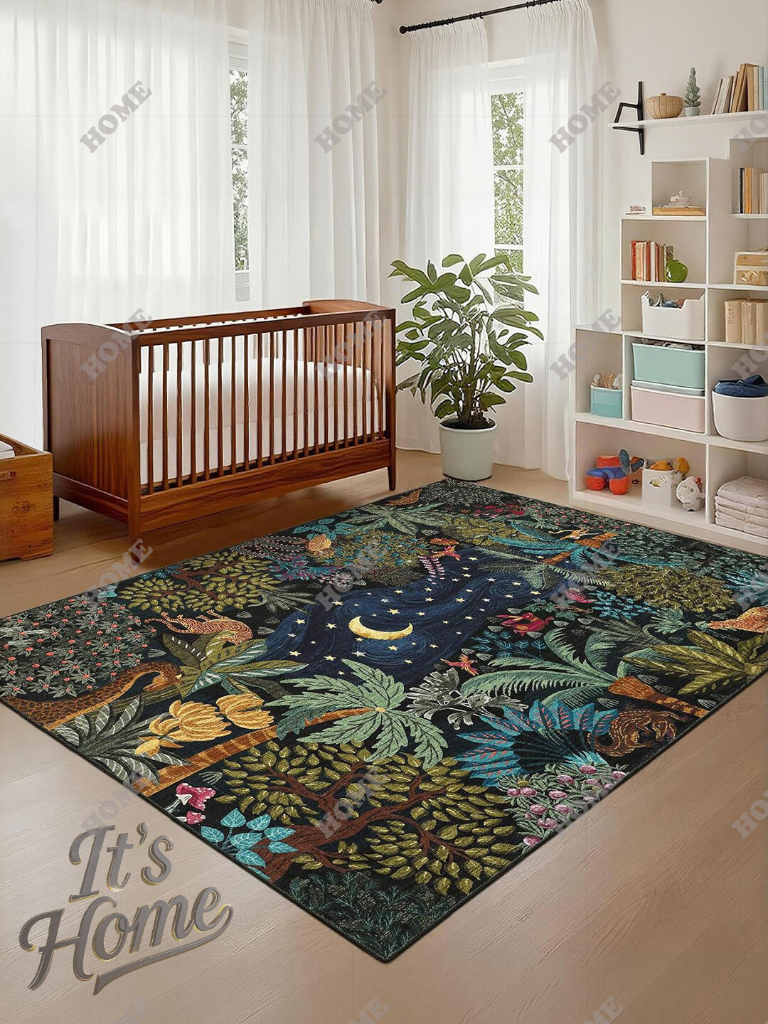 Ковер с тропическим принтом, устойчивый к загрязнениям, для гостиной и спальни в американском стиле