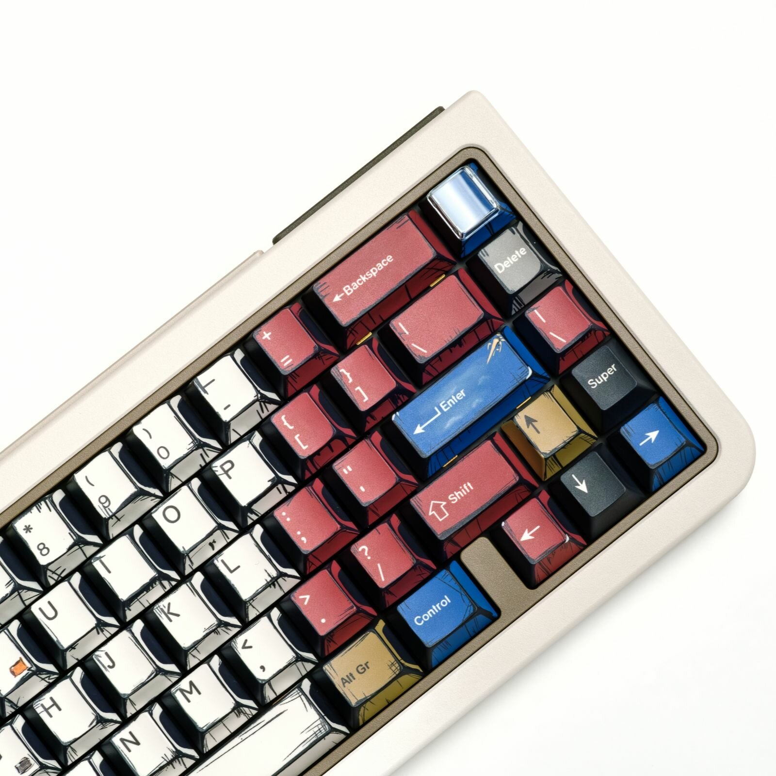 Кейкапы для механической клавиатуры - набор колпачков для ключей в стиле комиксов, материал PBT, вишневый напильник