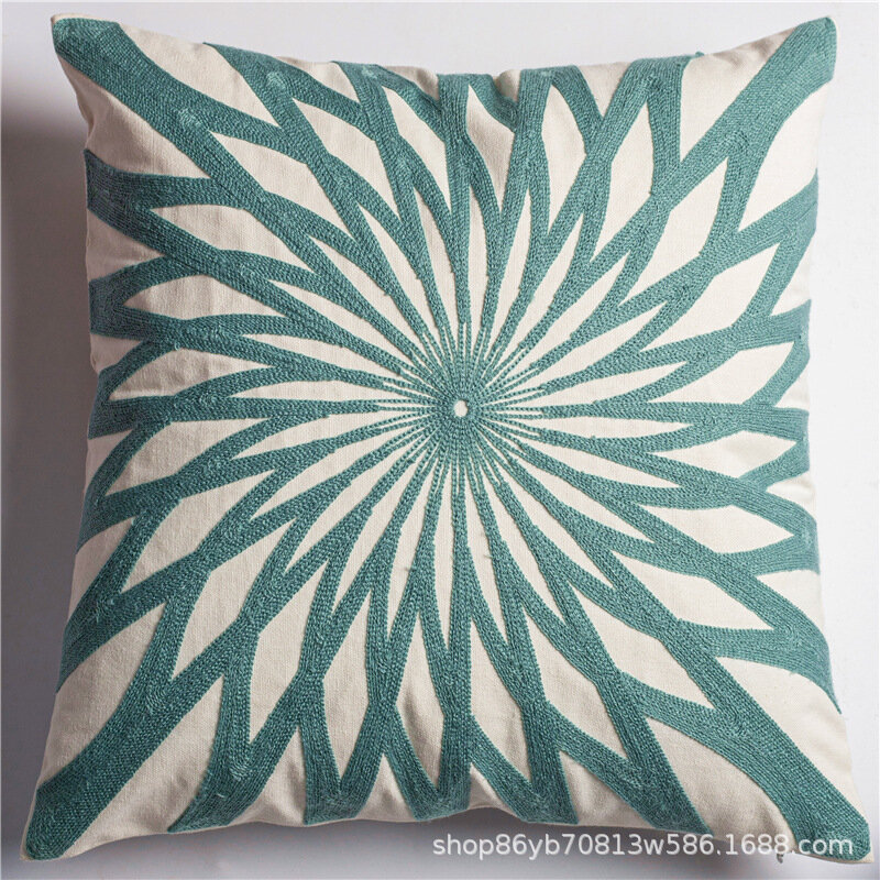 Чехол для подушки в скандинавском стиле с геометрической вышивкой цветов, для дивана, гостиной, из чистого хлопка, простой, для стула, прикроватный, желтый, для окна