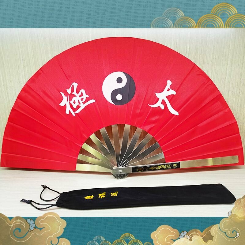 Металлический веер для ушу и тайцзи с двойным драконом складной боевой в китайском стиле тренировок и выступлений