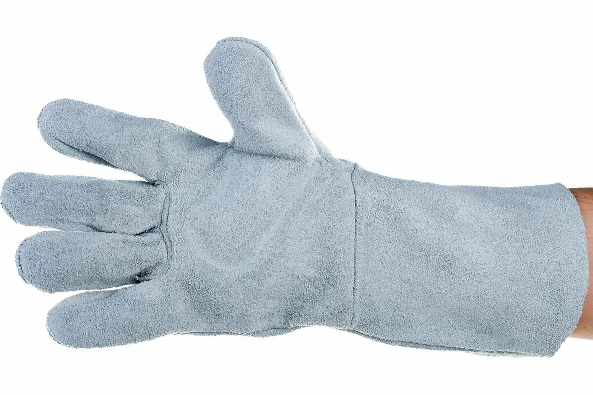 Спилковые краги Профессионал, серые, 35 см, 08155