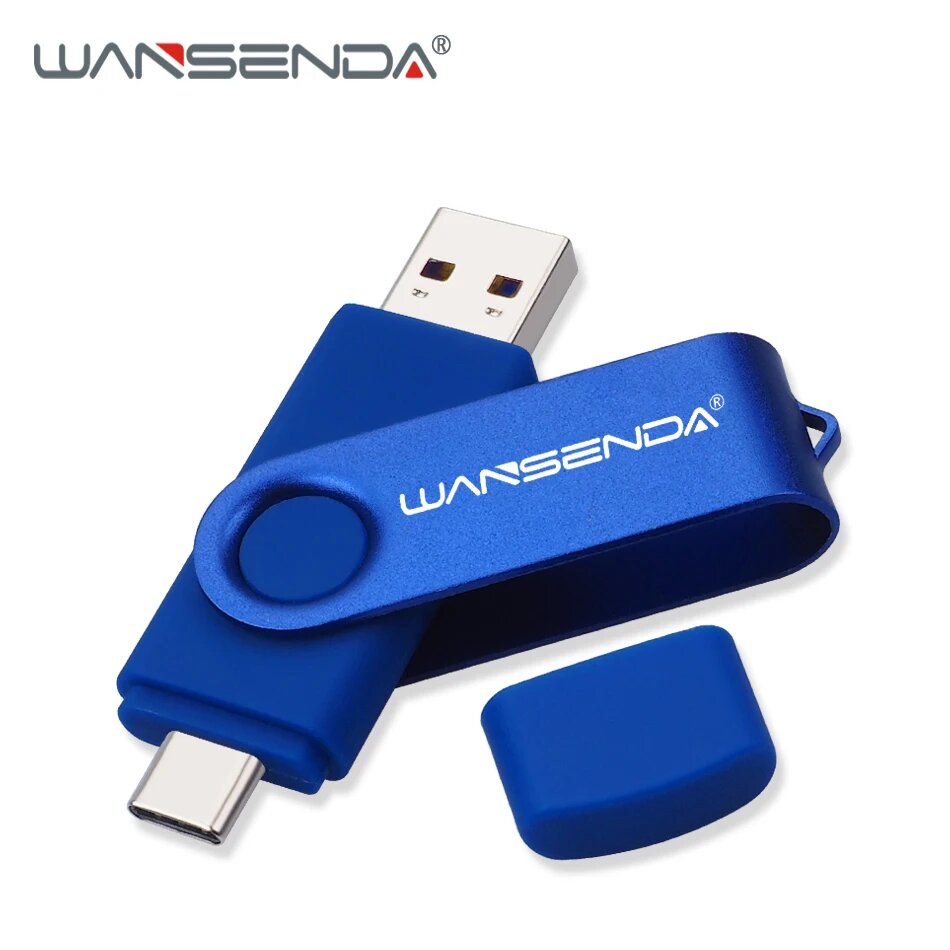 WANSENDA Type C USB Flash Drive 128-512 ГБ 32 ГБ, Navy Blue