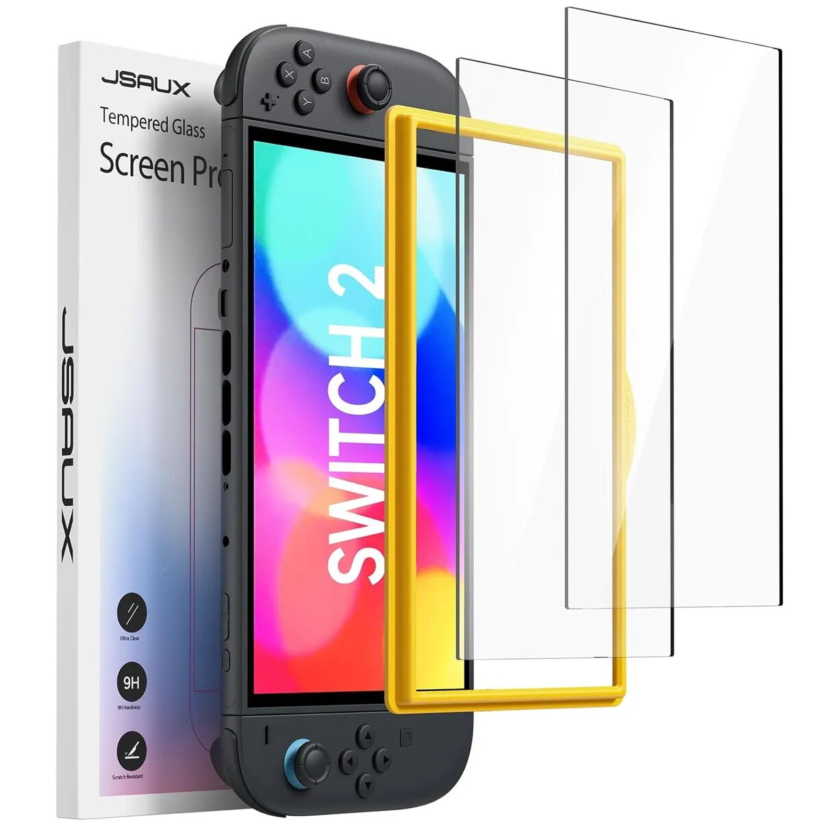 Глянцевое защитное стекло для Switch 2 (2 шт.), с направляющей рамкой, закаленное стекло с прозрачностью 99,99 % - GP0123