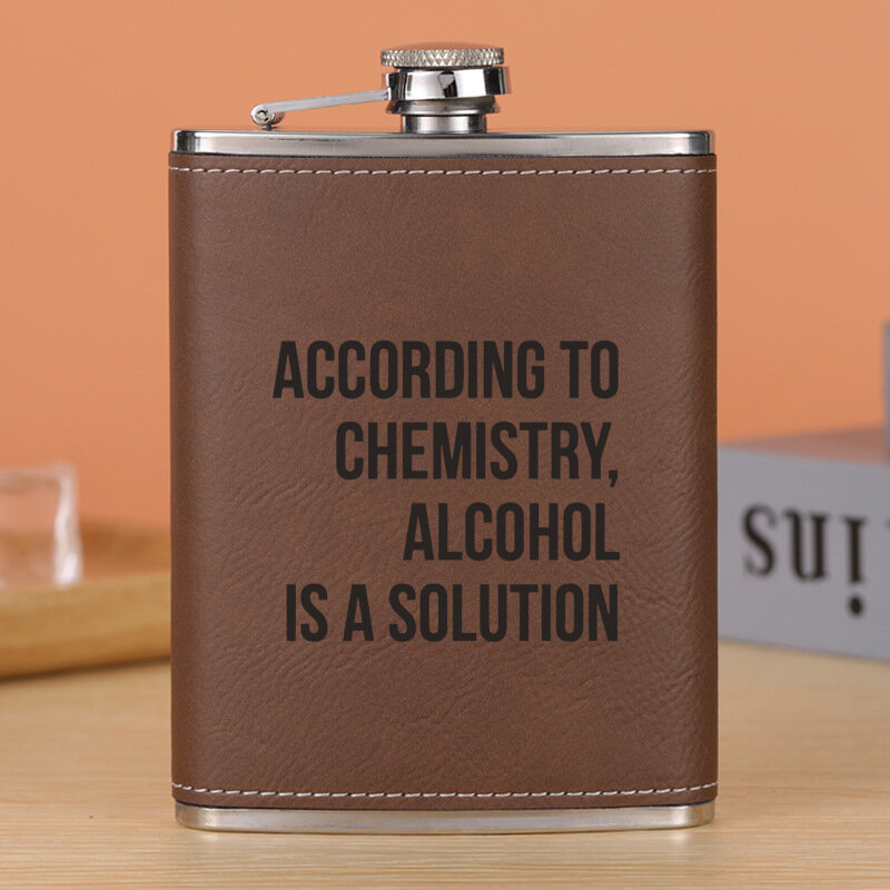 Кросс-бордерная русская фляга из нержавеющей стали 304 объемом 8 унций, портативная бутылка для вина с чехлом из PU кожи и лазерной печатью логотипа