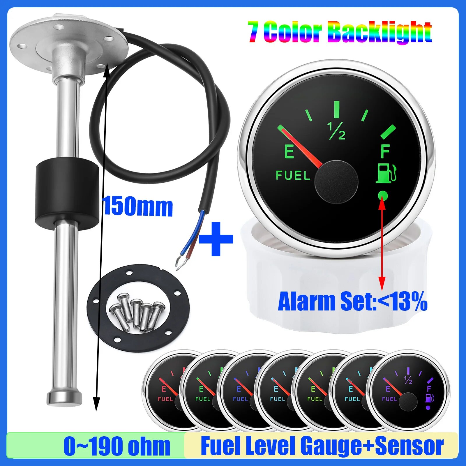 Водонепроницаемый датчик уровня топлива 52 мм со вспышкой + датчик поплава масла 150mm SensorXGauge