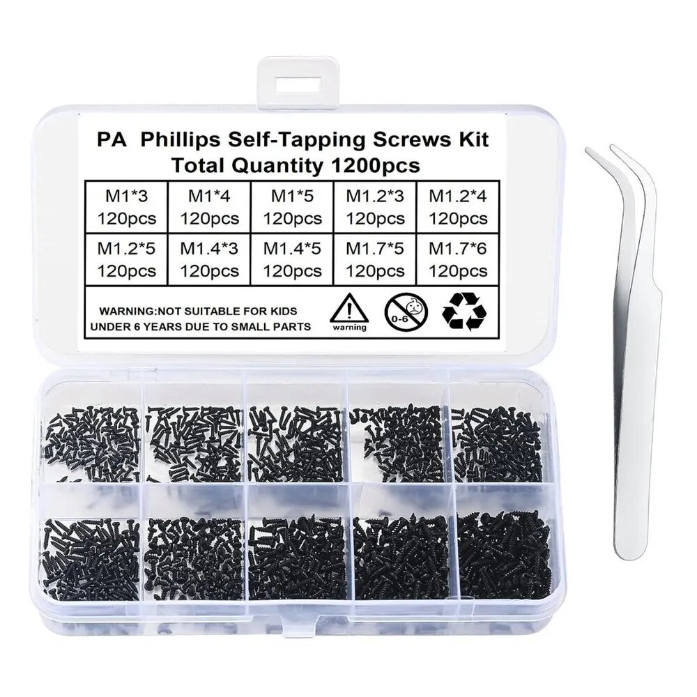 1200 шт микро маленькие саморезы с плоской головкой мини крошечная электроника для проектов DIY