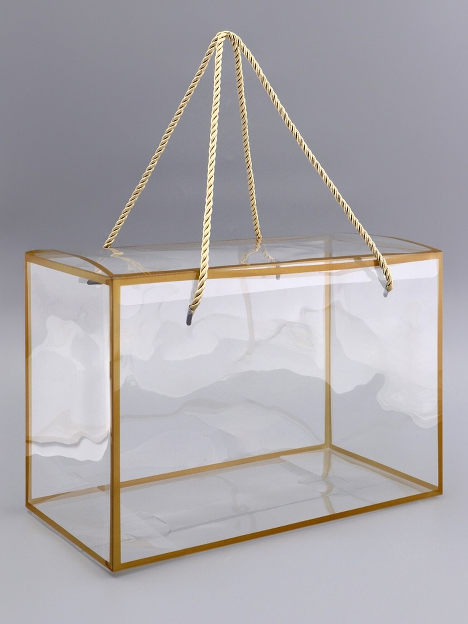 Коробка из PET UPAK LAND, с ручками, золотая, размер 30×15×20 см