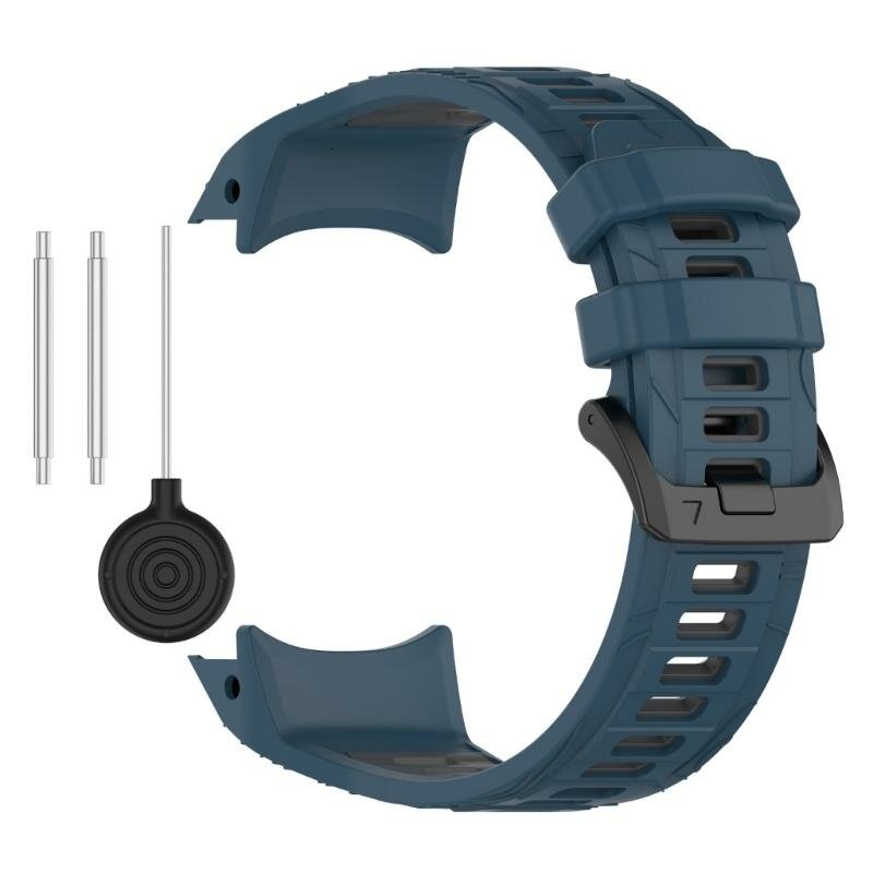 Силиконовый ремешок для часов, двойного цвета, Синий серый - 45mm