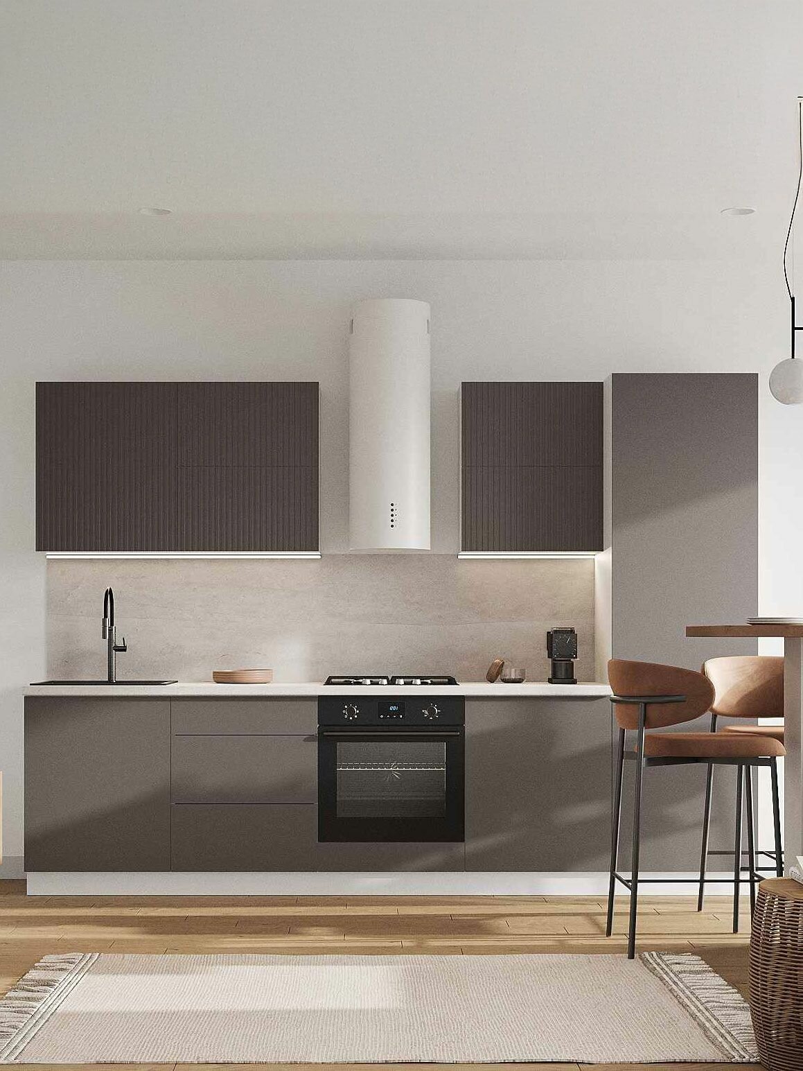 Кухонный гарнитур Комби 3.0 м, мебель для дома и кухни, Белый / Грей