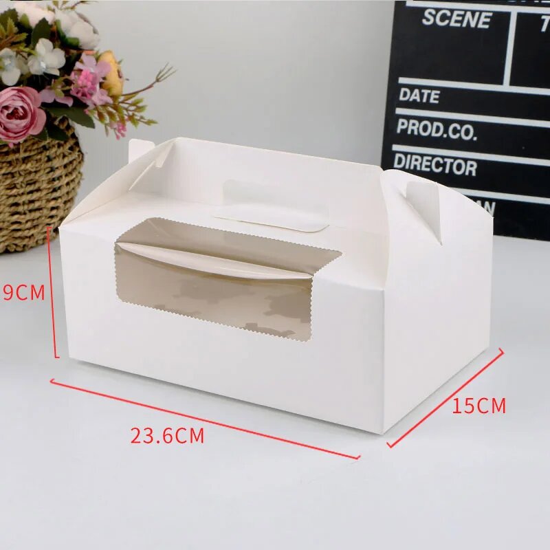 Картонная коробка для торта с окошком 10 шт Белый, 6 holes-4