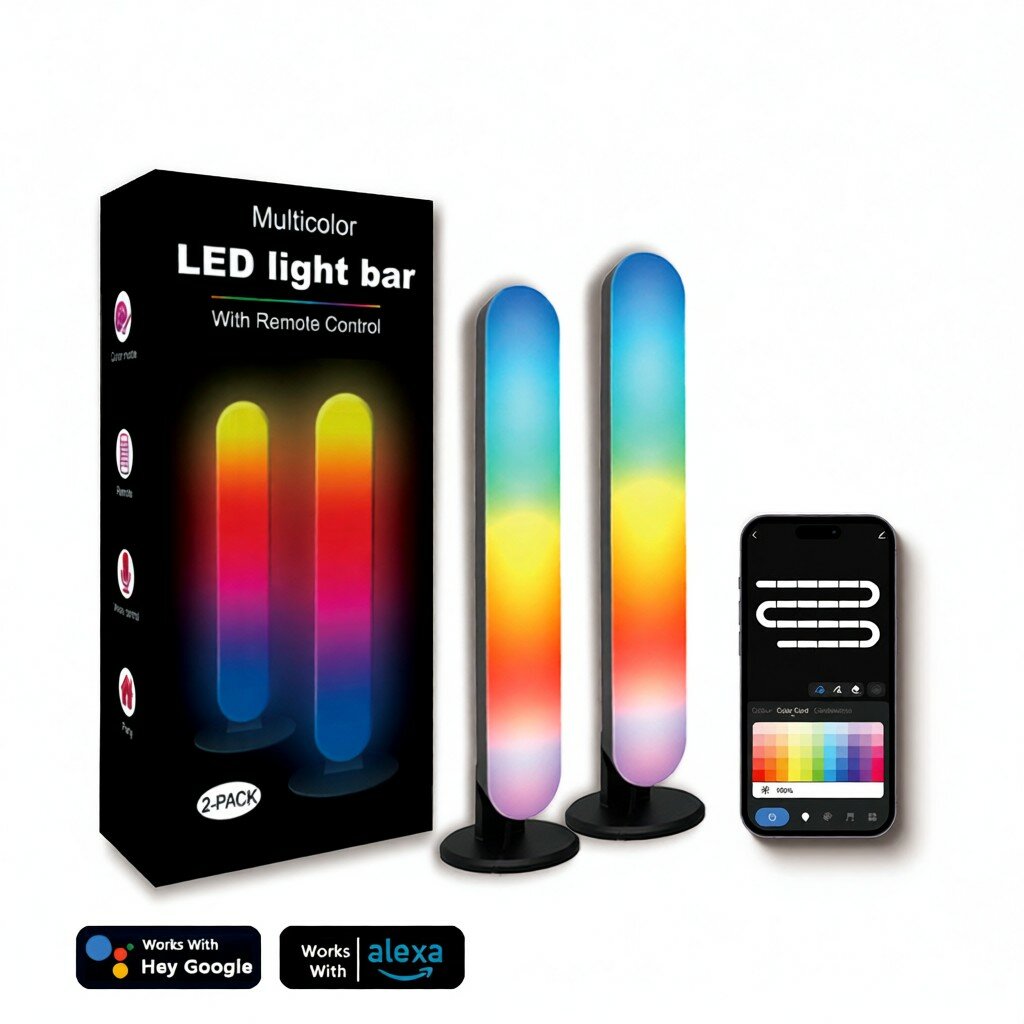 Smart desktop ambient light RGB Symphony game computer Bluetooth e-sports LED music pickup light Xiaomi Pika Xiaomi Pika Night Light Strip Smart Wi-Fi Control USB Rechargeable Night Light RGB Light Strip 1 x Colorful Bluetooth Duo Pack