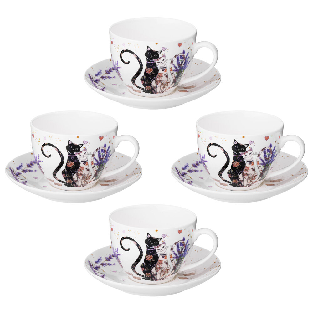 Чайный набор lefard лавандовые коты на 2 пер. 4 пр. 275 мл KSG-425-172
