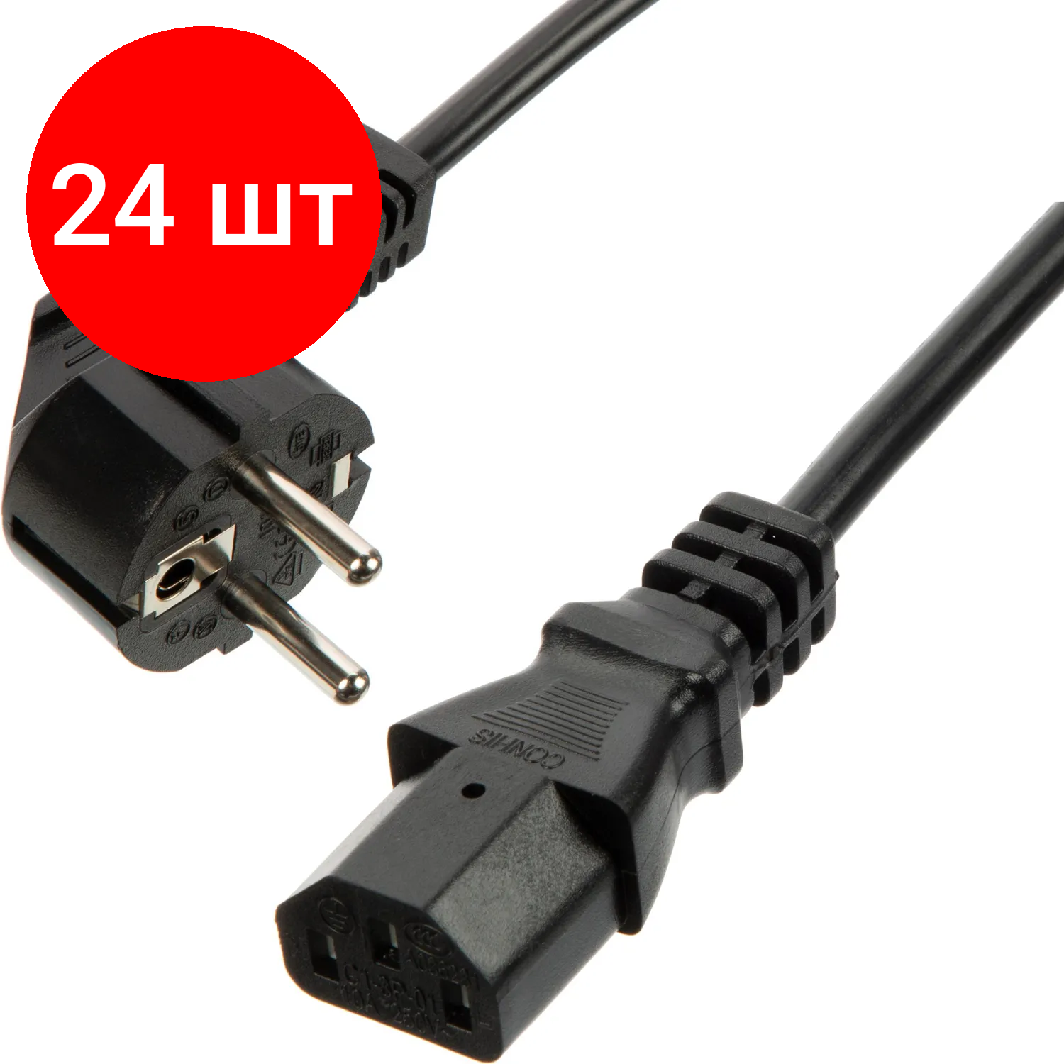 Комплект 24 штук, Кабель питания ProMega Euro-C13 (F), 10А, 0.75мм2, 1.8м, чер (OPC001)