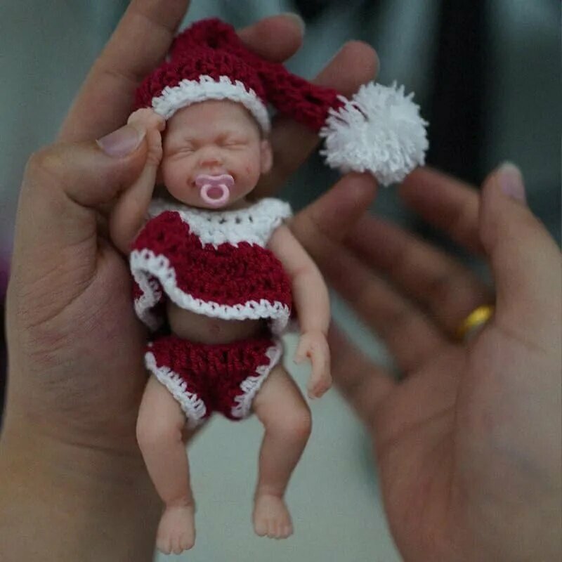 Кукла Reborn Baby Doll 4,5 дюйма, спящая, полностью силиконовая, с аксессуарами для кормления