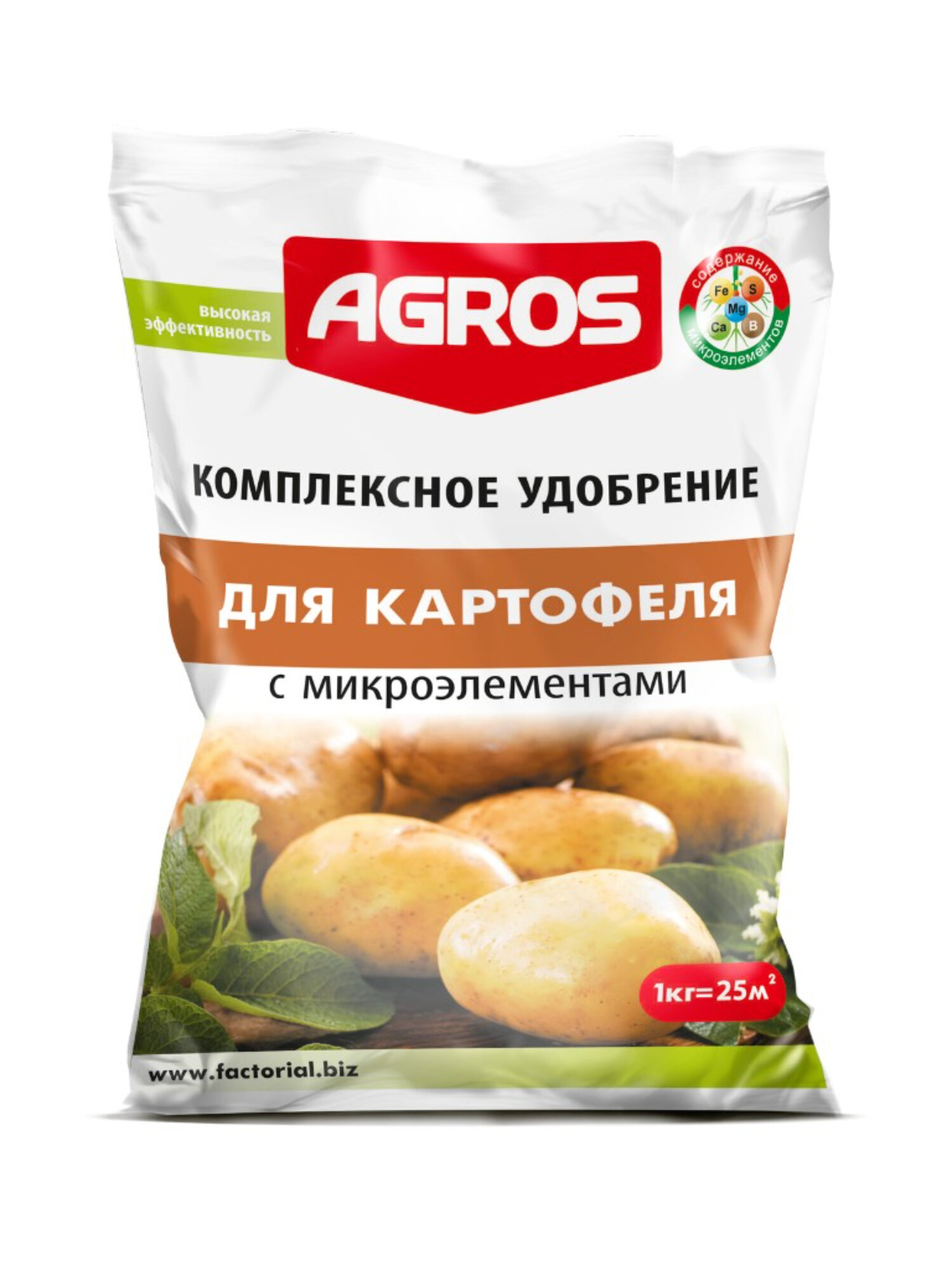 Минеральное удобрение Agros для картофеля с микроэлементами, 1 кг, гранулы для повышения урожая и быстрого роста