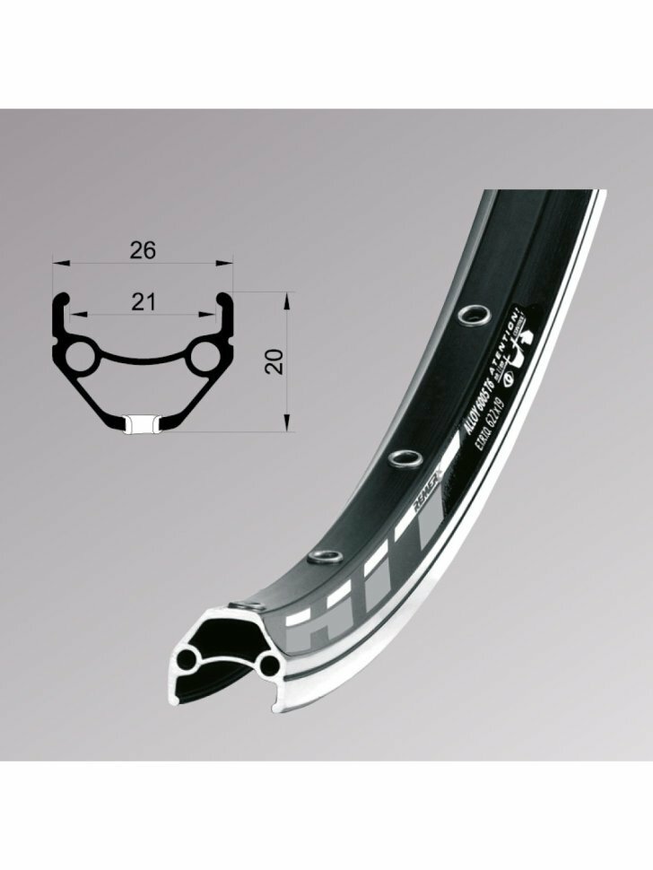 Обод 26” Remerx HIT 21, 559x21, 32 спицы, 502 гр, двойной, пистонированный, черный.