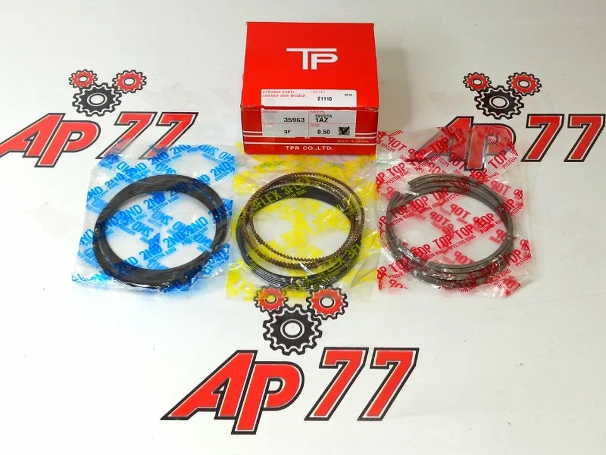 Кольца поршневые TPR, TP35963, для Toyota 1AZ, черные, комплект 3 шт