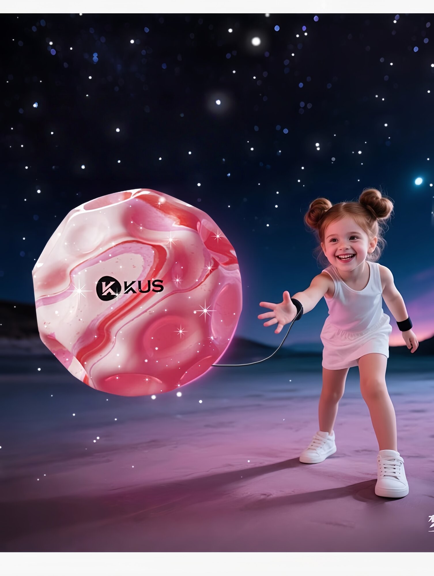 Игрушки，Мяч для растяжки запястья с веревкой，Светящийся пинбол，розовый