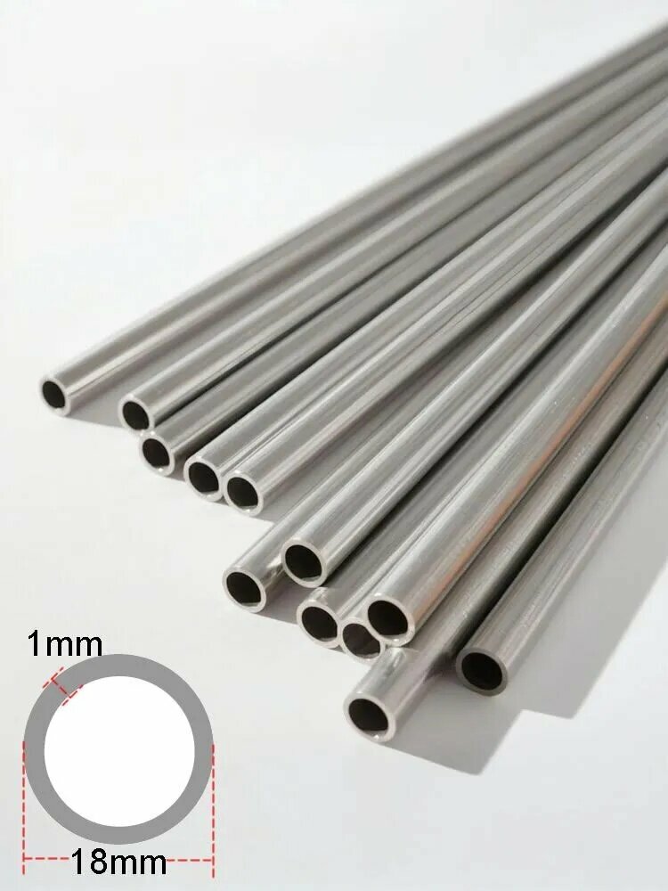 Труба алюминиевая 6063 круглая внешний диаметр 18мм толщина стенки 1мм длина 500мм 1шт Твердая прямая труба Высокая прочность
