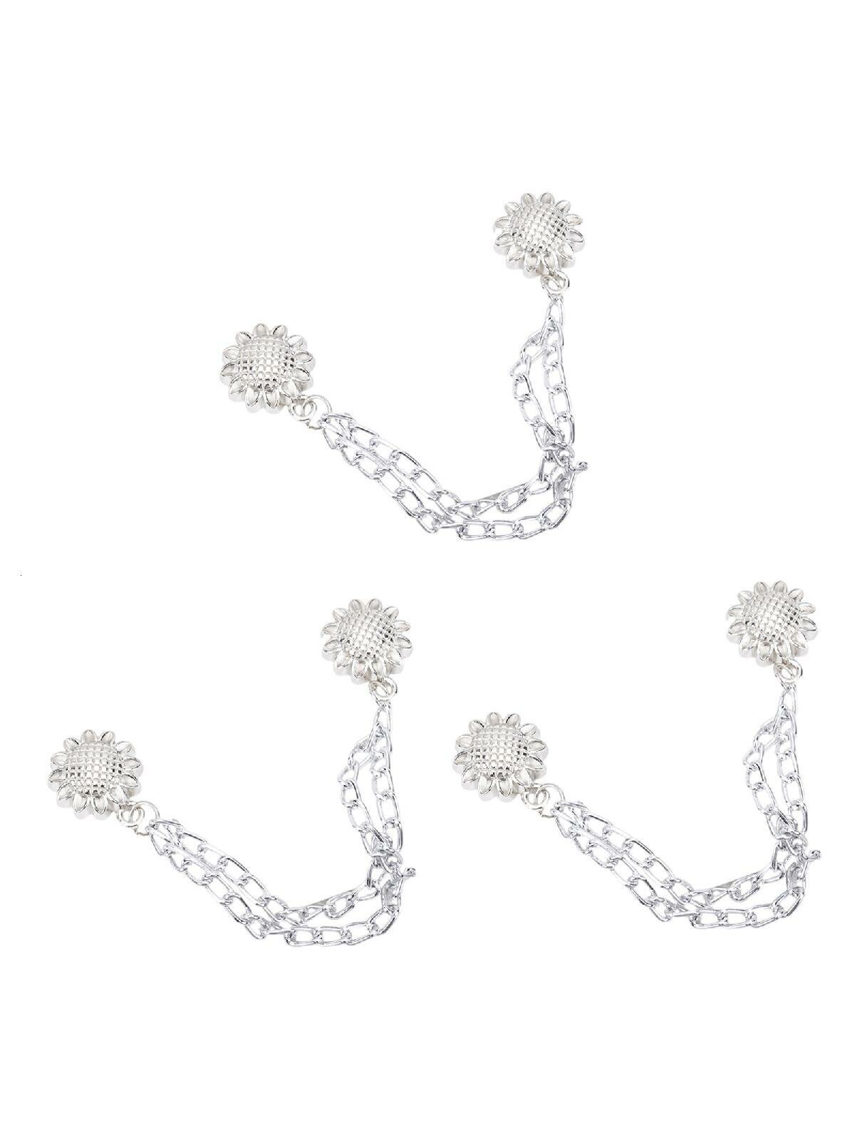 Магнитные клипсы для одежды с цепочками, 3 шт, серебро