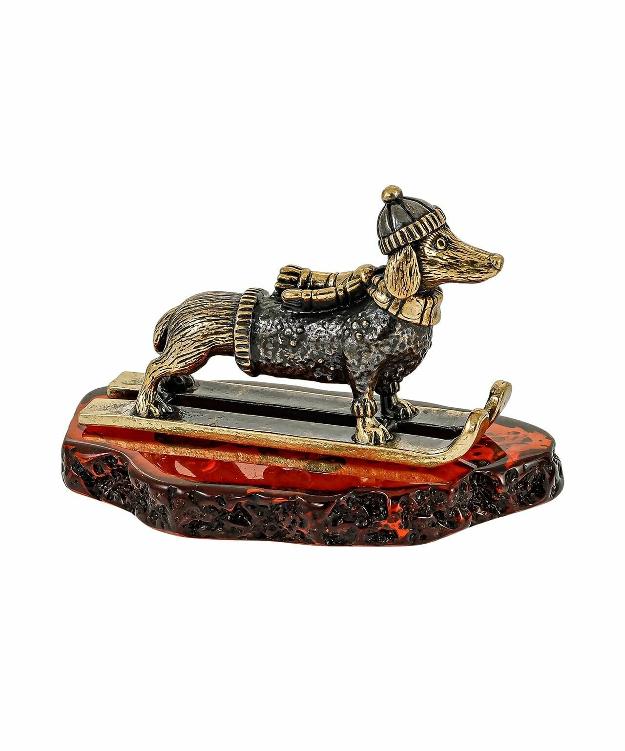 Статуэтка Собака Такса Лыжница 3631
