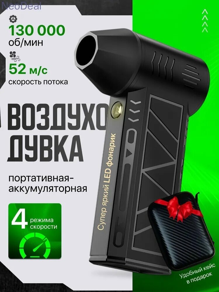 Воздуходувка аккумуляторная мощная, ветродуйка для компьютера, турбовентилятор. Фен для мангала