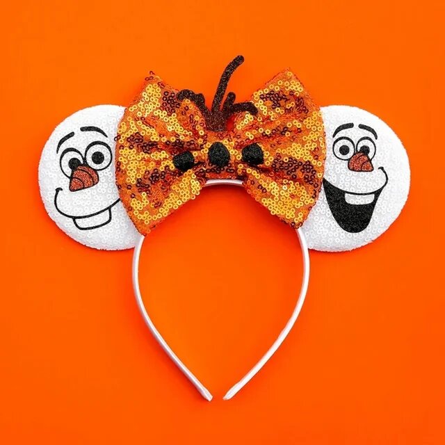 Повязка на голову Disney с белыми жемчужинами и ушками Микки Мауса, женское красочное украшение для волос из мягкого хлопка с бантиком, повязка на голову для девочки с Минни Маус, детский подарок.