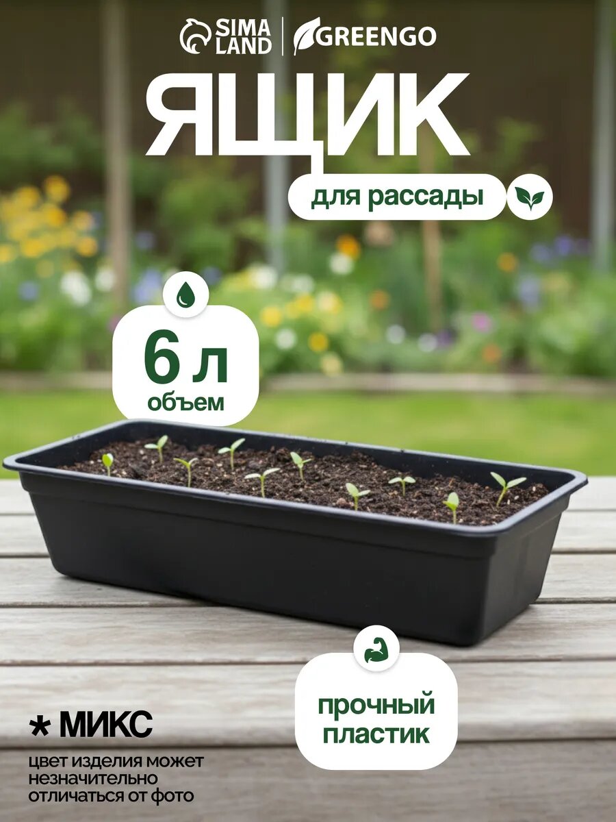 Ящик для рассады, 50 × 20 × 10 см, 6 л, пластик, цвет микс, «Урожай-3м»