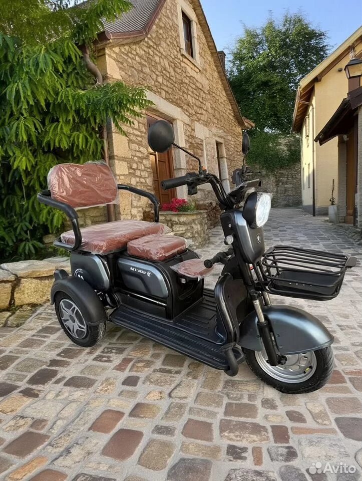 Трехколесный электроскутер (трицикл) 3-ех местный 800w 48v 25Ah серый