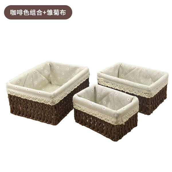 Бумажная веревочная корзина из ротанга Бытовая тканая корзина для хранения Настольная мелочи Отделочная коробка для