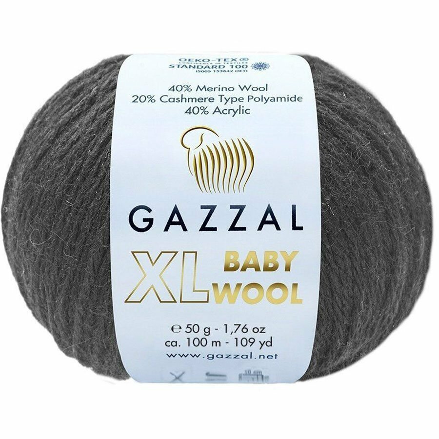 Пряжа Gazzal BABY WOOL XL 803 черный (5 мотков)