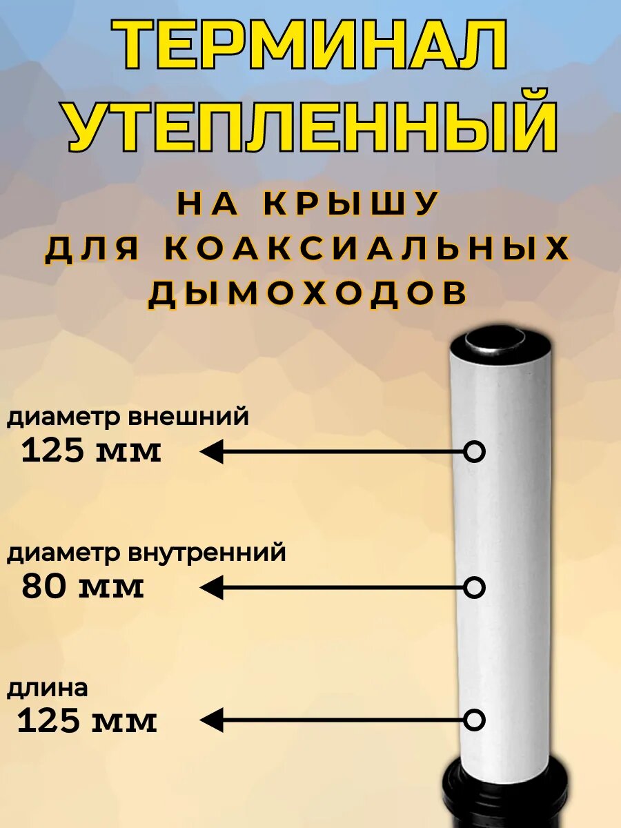 Терминал на крышу утеплен 125мм для коаксиал. дым. 80/125мм