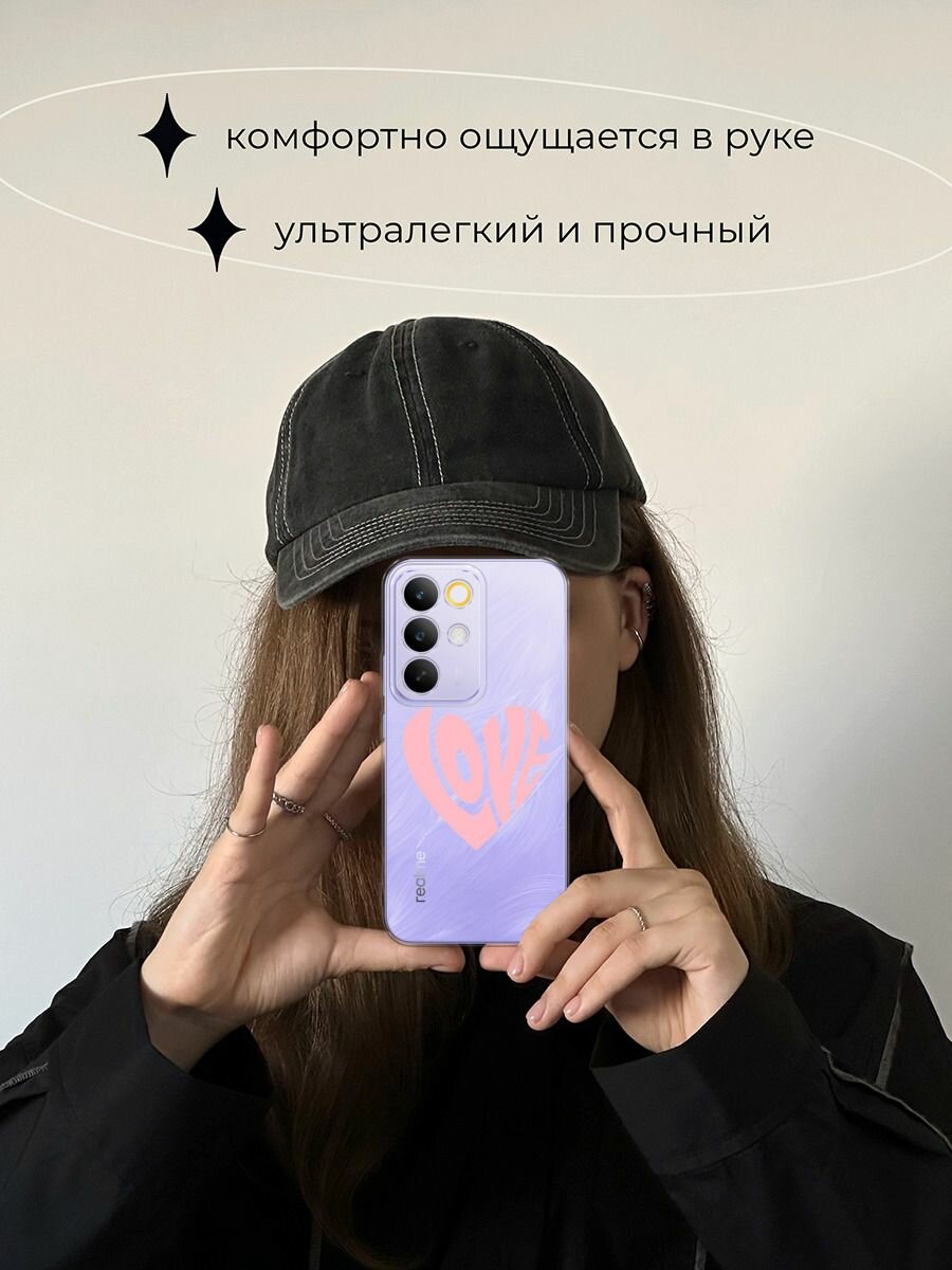 Чехол на Realme C85 Pro / Реалми C85 Про с принтом Love heart 3, прозрачный — фото 1