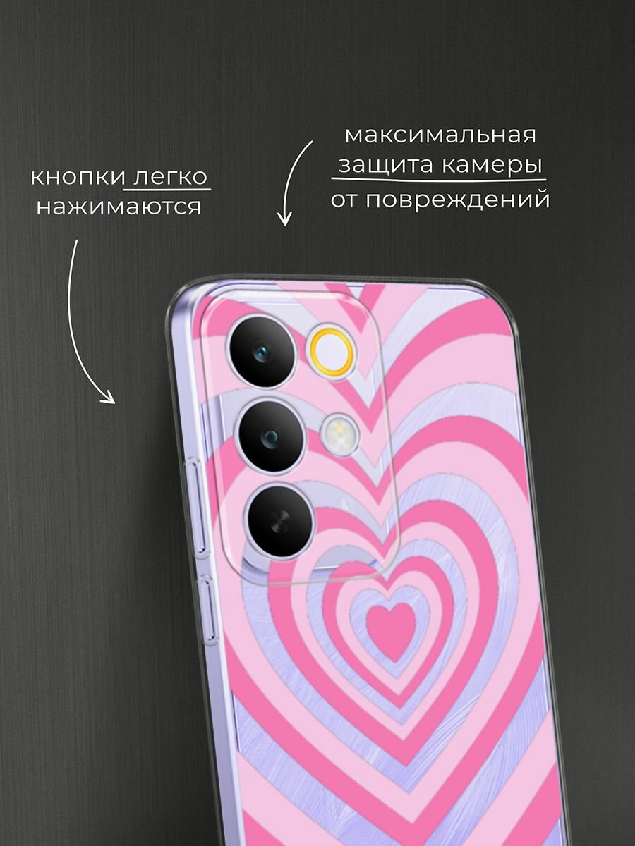 Чехол на Realme C85 Pro / Реалми C85 Про с принтом Pink heart latte, прозрачный — фото 1