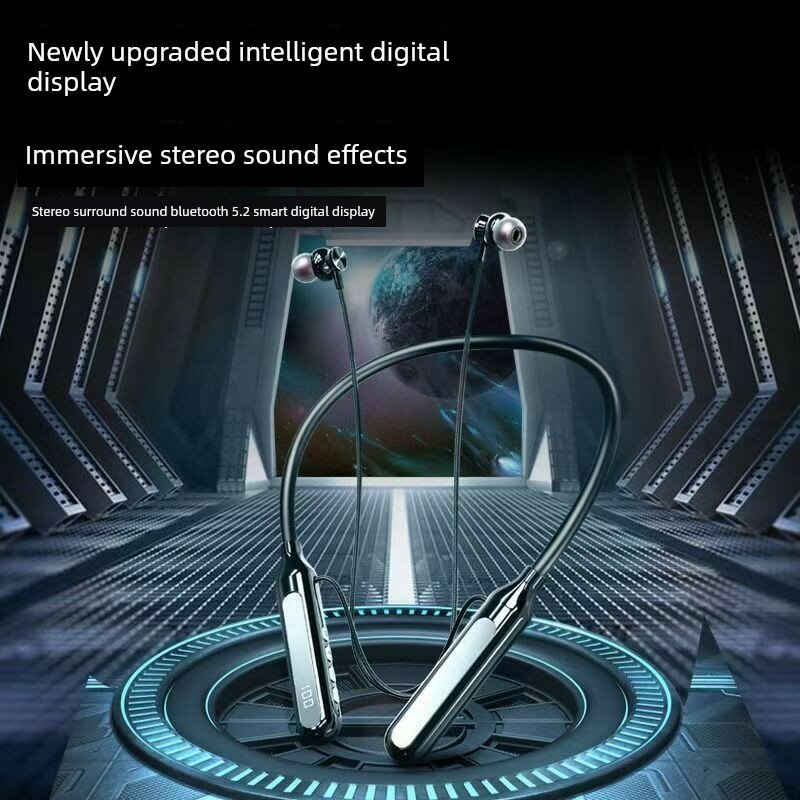 Стандартные наушники-браслеты беспроводные Bluetooth с HIFI без потерь, 40-часовая батарея, LED-дисплей, поддержка двух