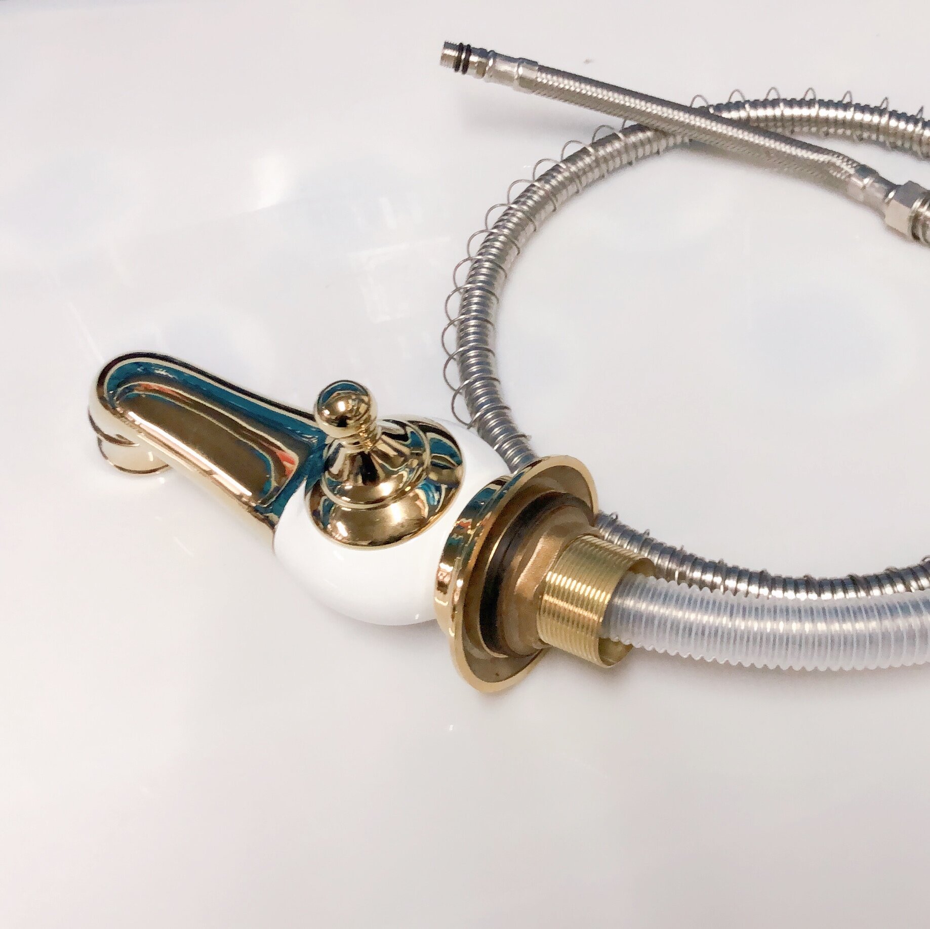 L7 Шкаф для ванной с умывальником в европейском стиле, золотой двойной умывальник, четырехкомпонентный набор, выдвижной разделенный комбинированный умывальник, смеситель на три-четыре отверстия