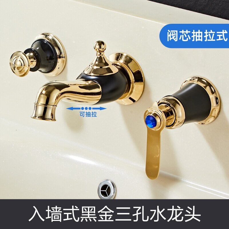 L7 Шкаф для ванной с умывальником в европейском стиле, золотой двойной умывальник, четырехкомпонентный набор, выдвижной разделенный комбинированный умывальник, смеситель на три-четыре отверстия