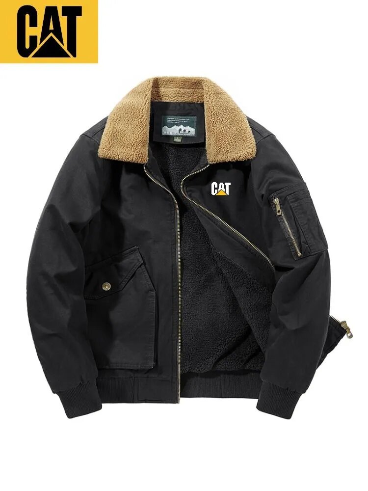 Куртка Caterpillar Мужская куртка-бомбер с искусственным мехом-утепленная рабочая куртка свободного кроя