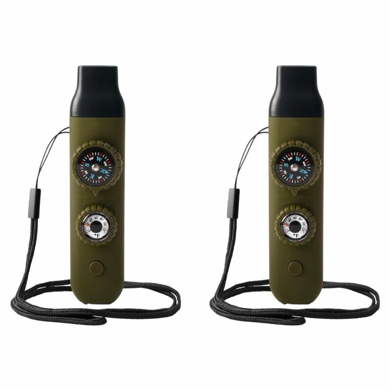 2 штуки многофункционального свистка "семь в одном" для выживания и спасательного свистка-зеленый