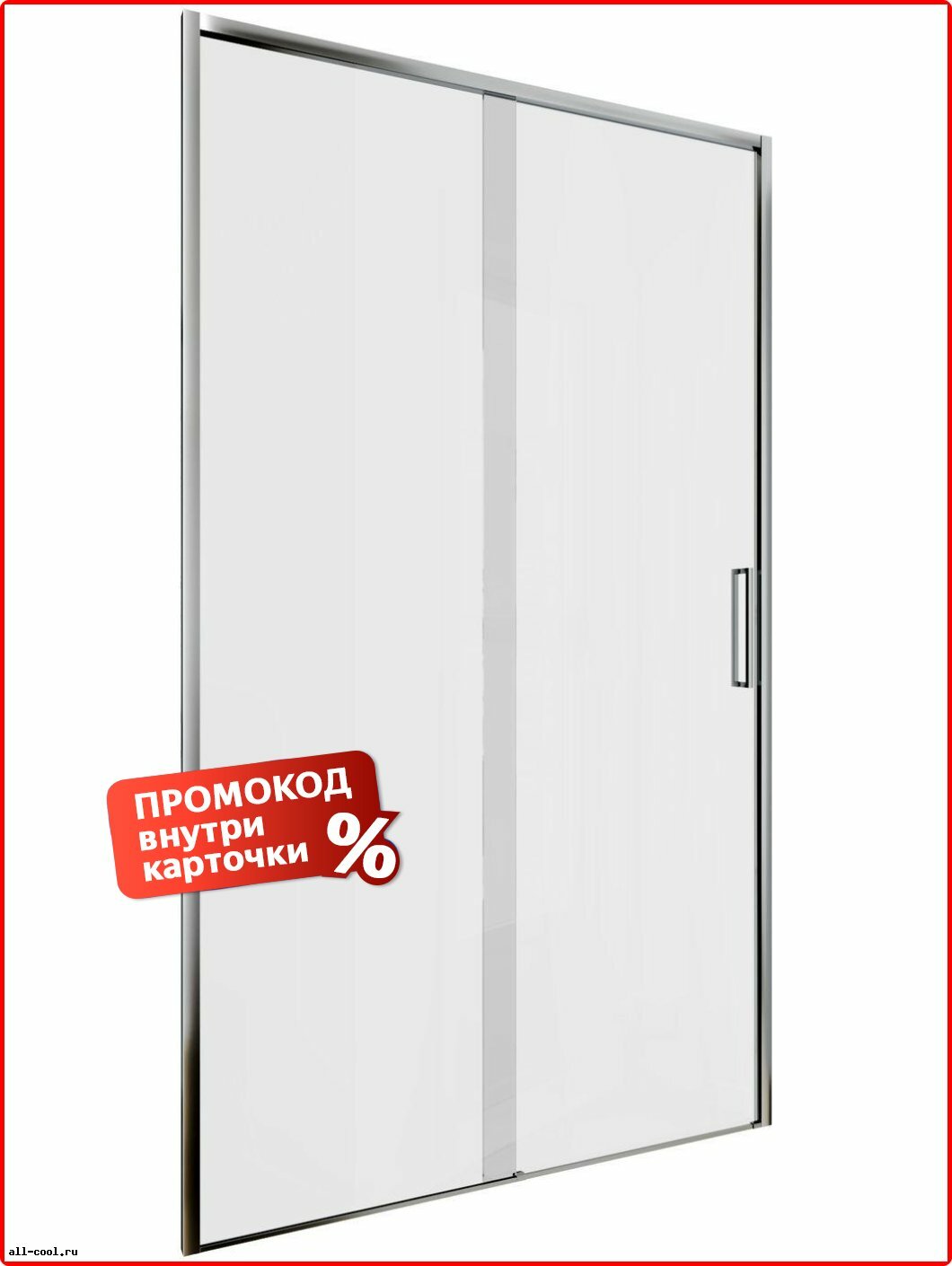 Душевая дверь в нишу Aquanet Leandra 110x190, прямоугольная, прозрачное, 6 мм, раздвижные, серебристый