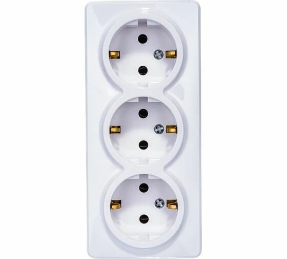 Розетка ЭРА Эксперт 11-2208-01 3х2P+E Schuko, 16АХ-250В, ОУ, белый Б0020700