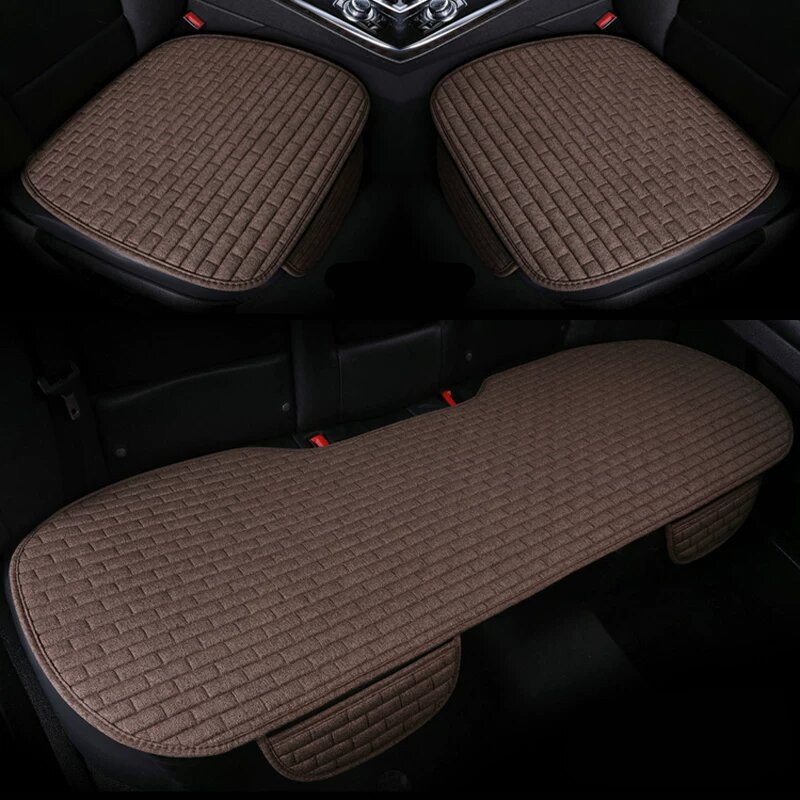 Кофе-коричневый 3-местный комплект антипробковый льняной чехол для сидений автомобиля, идеально подходит для