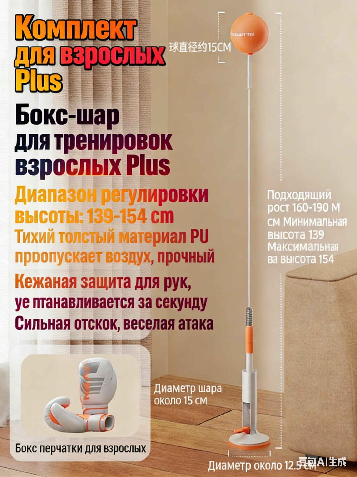 Скоростная боксерская груша для взрослых и детей, напольный тренажер для дома, реактивный мяч с перчатками