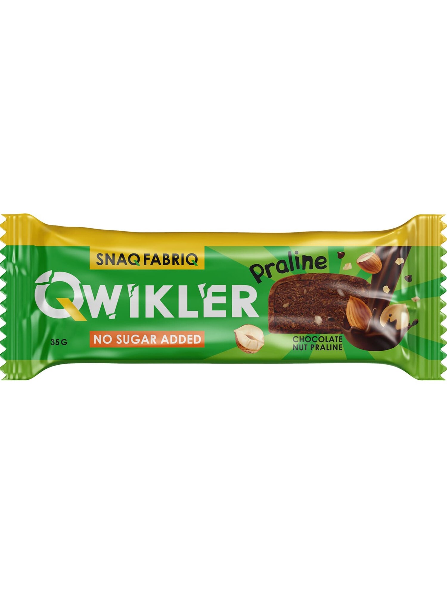 Протеиновый батончик SNAQ FABRIQ Шоколадный батончик без сахара "QWIKLER" (Квиклер) 10 x 35 г, Шоколадно-ореховое пралине