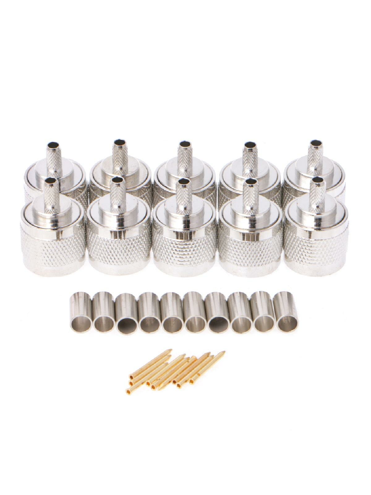 10 комплектов, штекерный 50-3 обжимной антенный разъем N-типа, подходящий для RG58