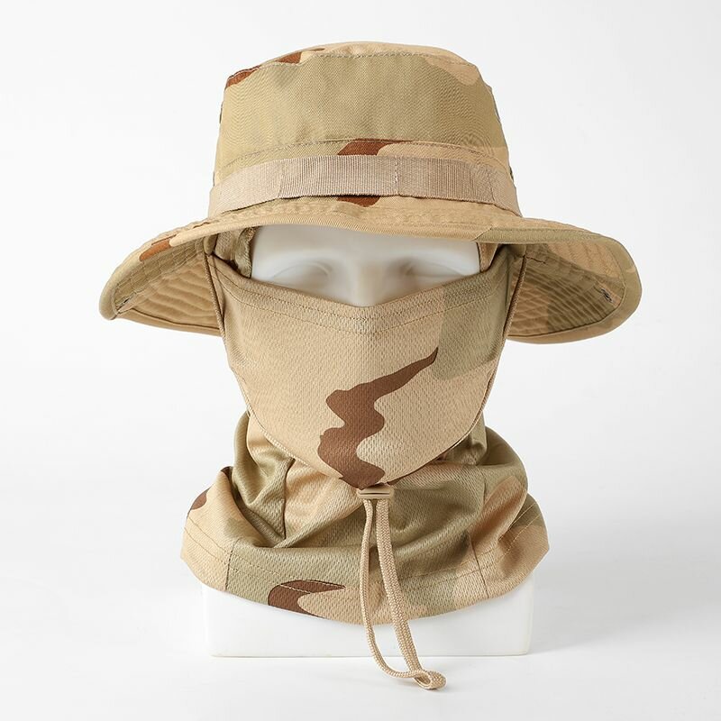 Камуфляжная круглая шляпа с полями, тактическая маскировка для активного отдыха, маска для лица для походов и велоспорта, шляпа для кемпинга и рыбалки, защита от солнца