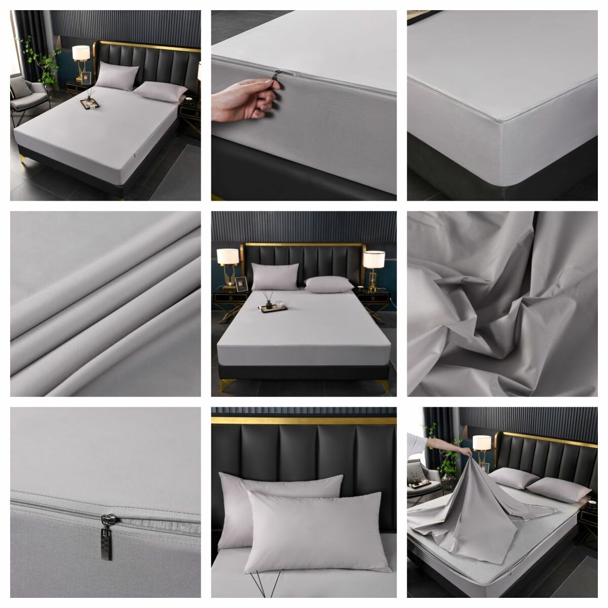 Полностью водонепроницаемый чехол для матраса, защитный чехол для матраса, латексный чехол для матраса, пылезащитный и нескользящий чехол на молнии, шестисторонний защитный чехол.